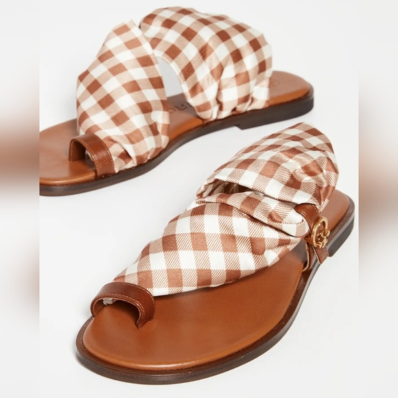 Tory Burch | Shoes | Nibnwt Tory Burch Selby Brown Gingham Scarf Sandal ...